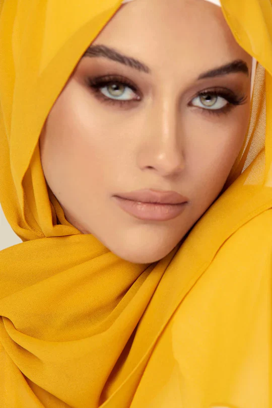 Plain Georgette Hijab in Mustard – Stylish Beauty Palace